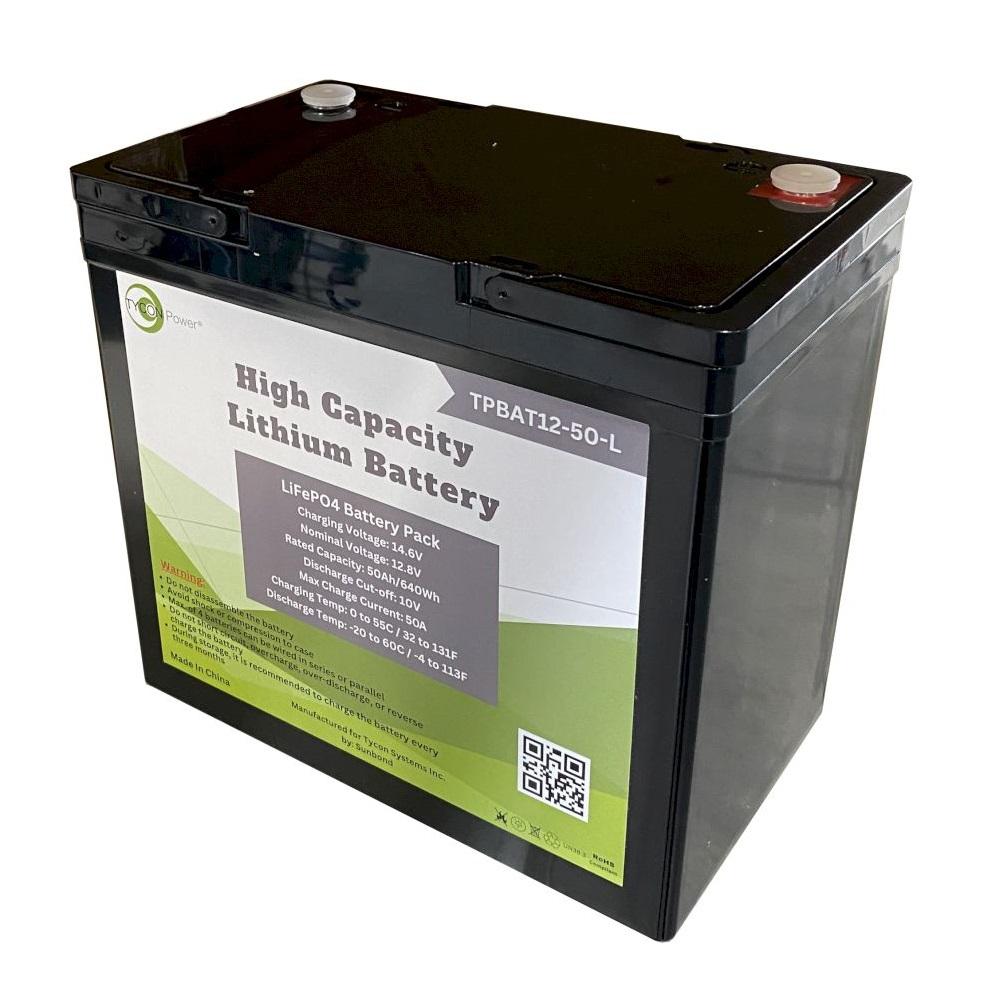 Tycon Power TPBAT12-50-L High Capacity 12V50AH LiFePO4 Lithium Battery